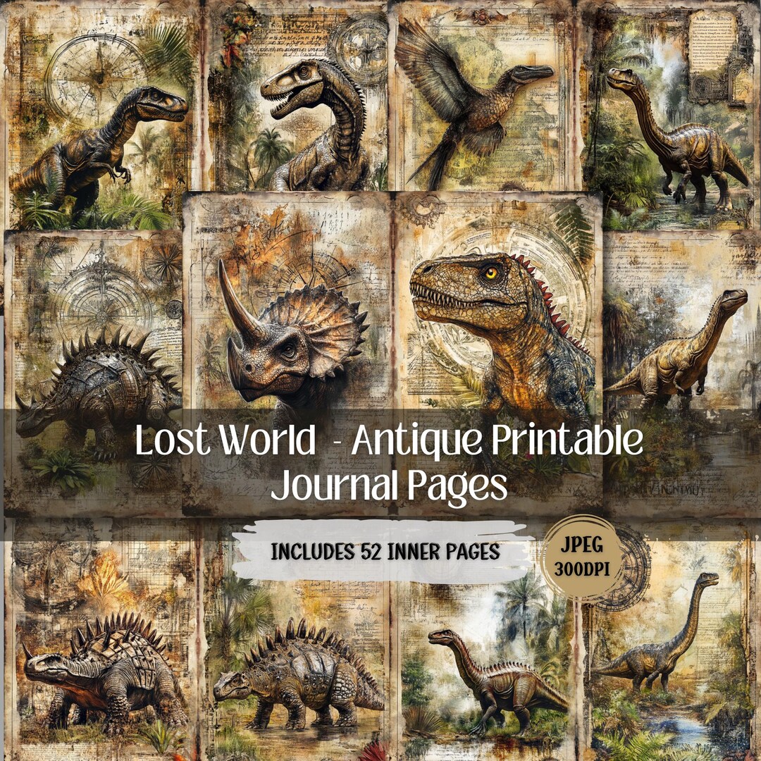 Vintage Dinosaur Journal Pages: Shabby Chic Ephemera (digital Download ...