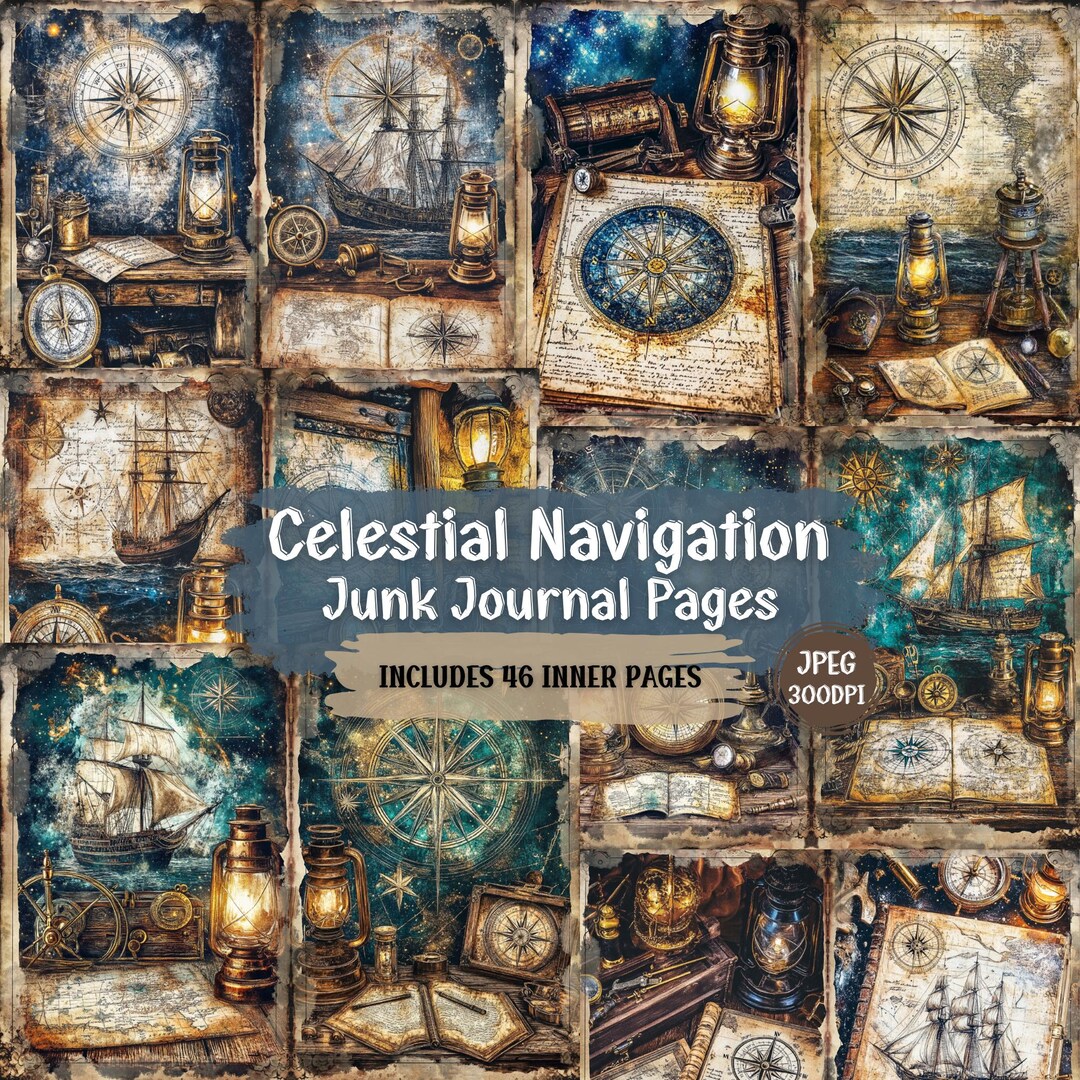 Celestial Navigation Junk Journal Kit: Vintage Maritime Theme (46 JPEG) - Etsy