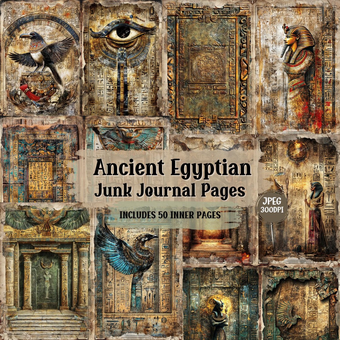 Ancient Egyptian Papyrus Junk Journal Pages: Hieroglyphic Ephemera ...
