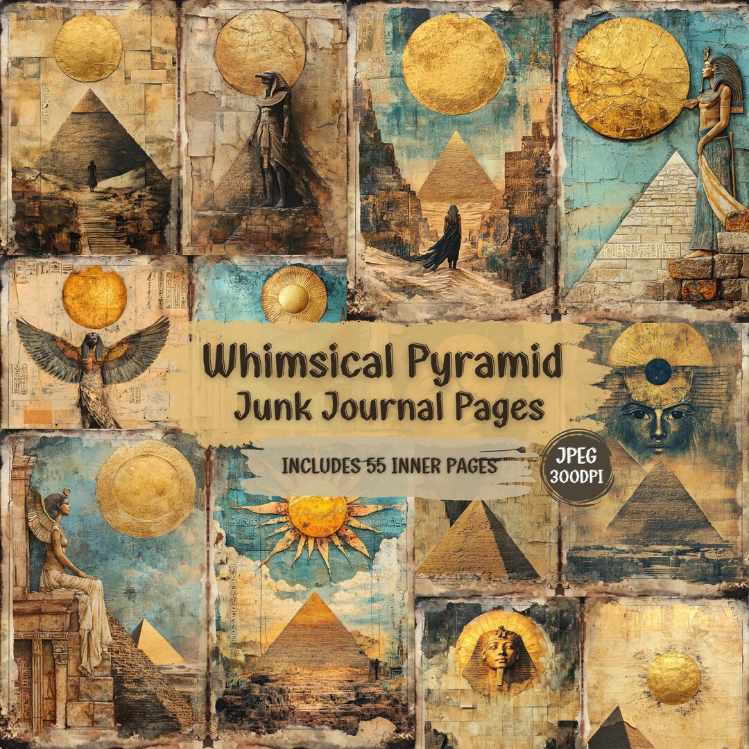 Whimsical Pyramids Junk Journal Pages | Vintage Ancient Egypt & Strange ...