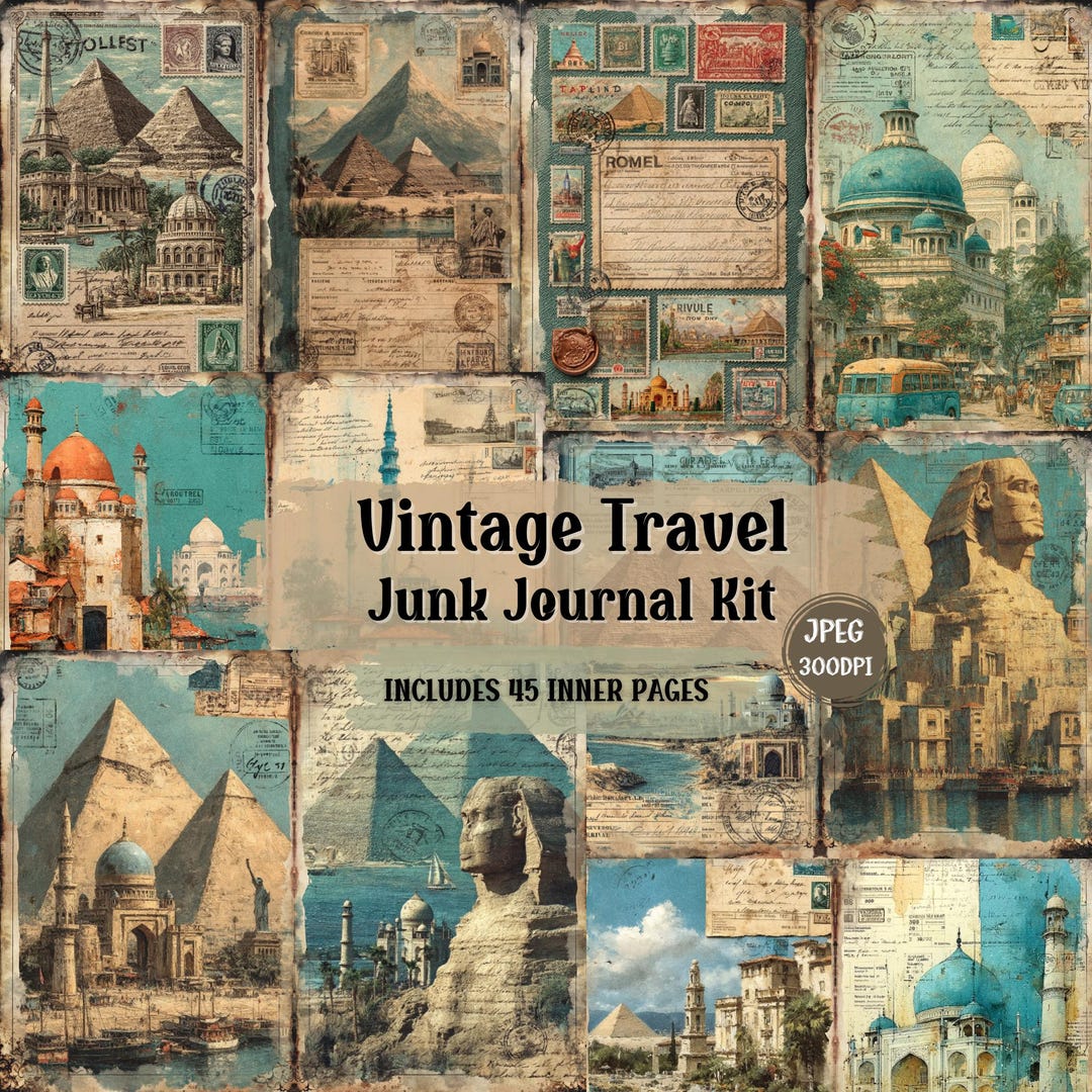 Vintage Travel Junk Journal Kit: Landmark Ephemera (digital Download ...
