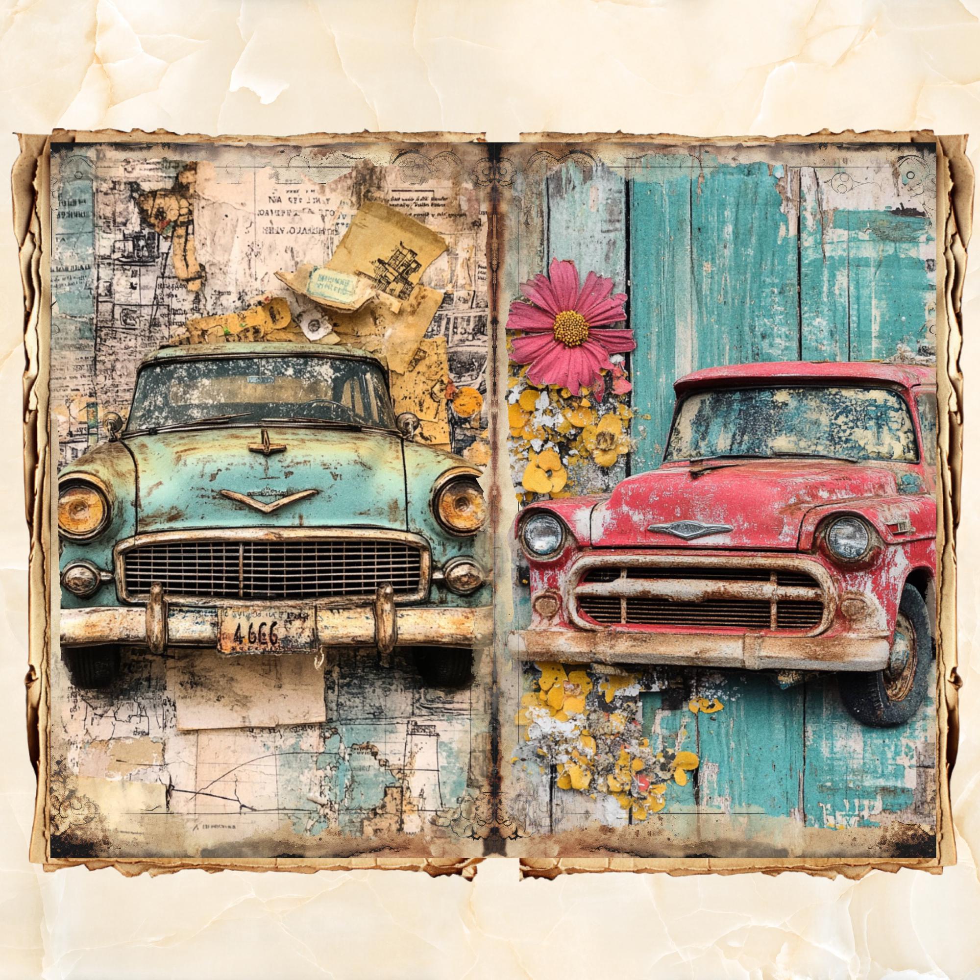 Retro Vehicle Junk Journal Kit: Vintage Transportation Ephemera (44 ...