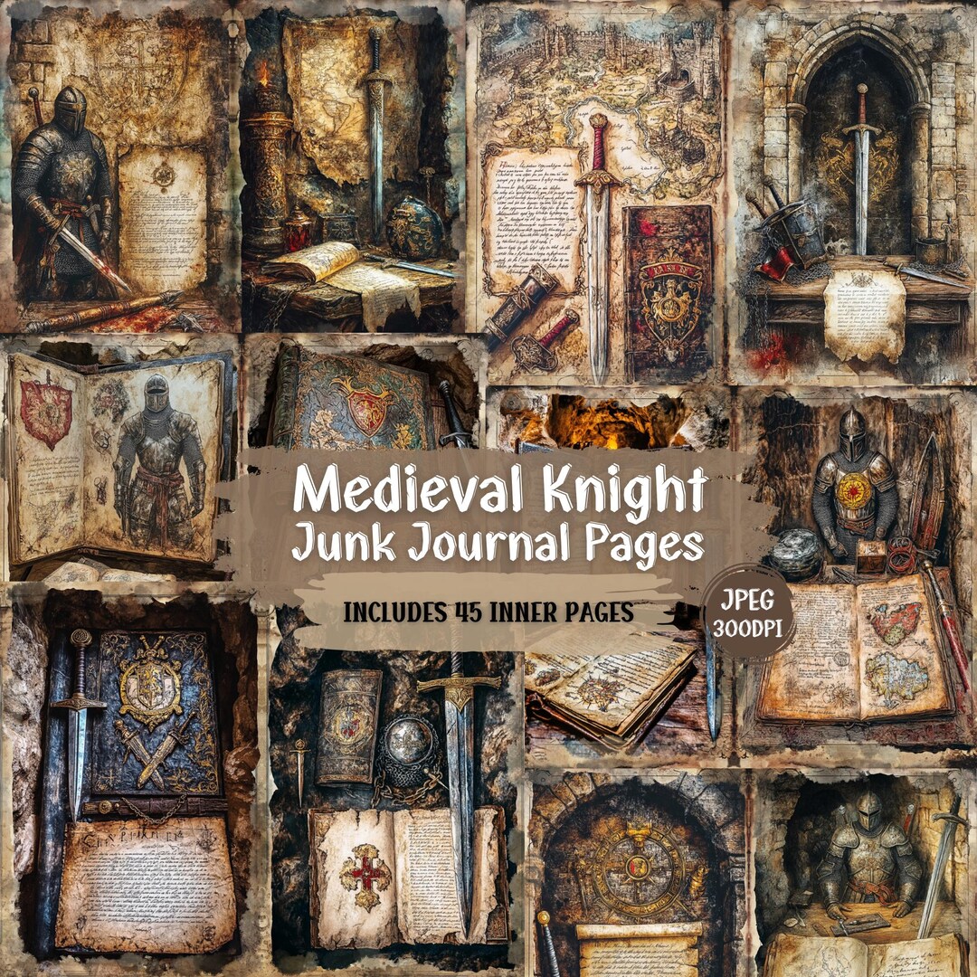 Medieval Knight Junk Journal Pages: Vintage Scrapbook Kit (45 Jpegs) - Etsy