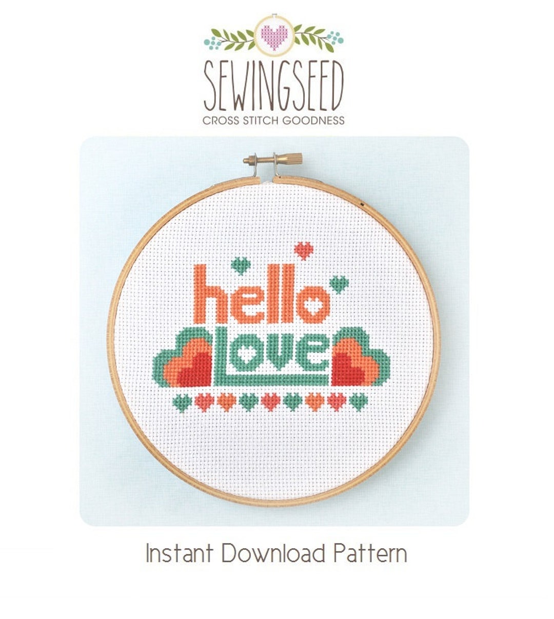 Hello Love Cross Stitch Pattern Instant Download - Etsy