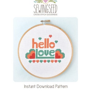 Hello Love Cross Stitch Pattern Instant Download - Etsy