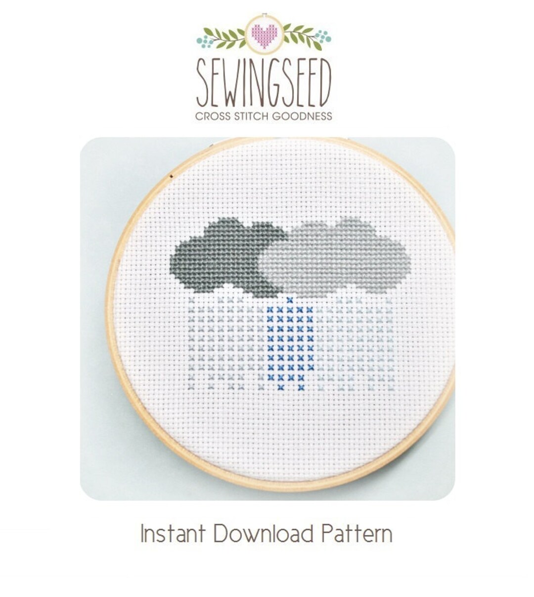 Rain Clouds Stormy Weather Cross Stitch Pattern Instant Download - Etsy