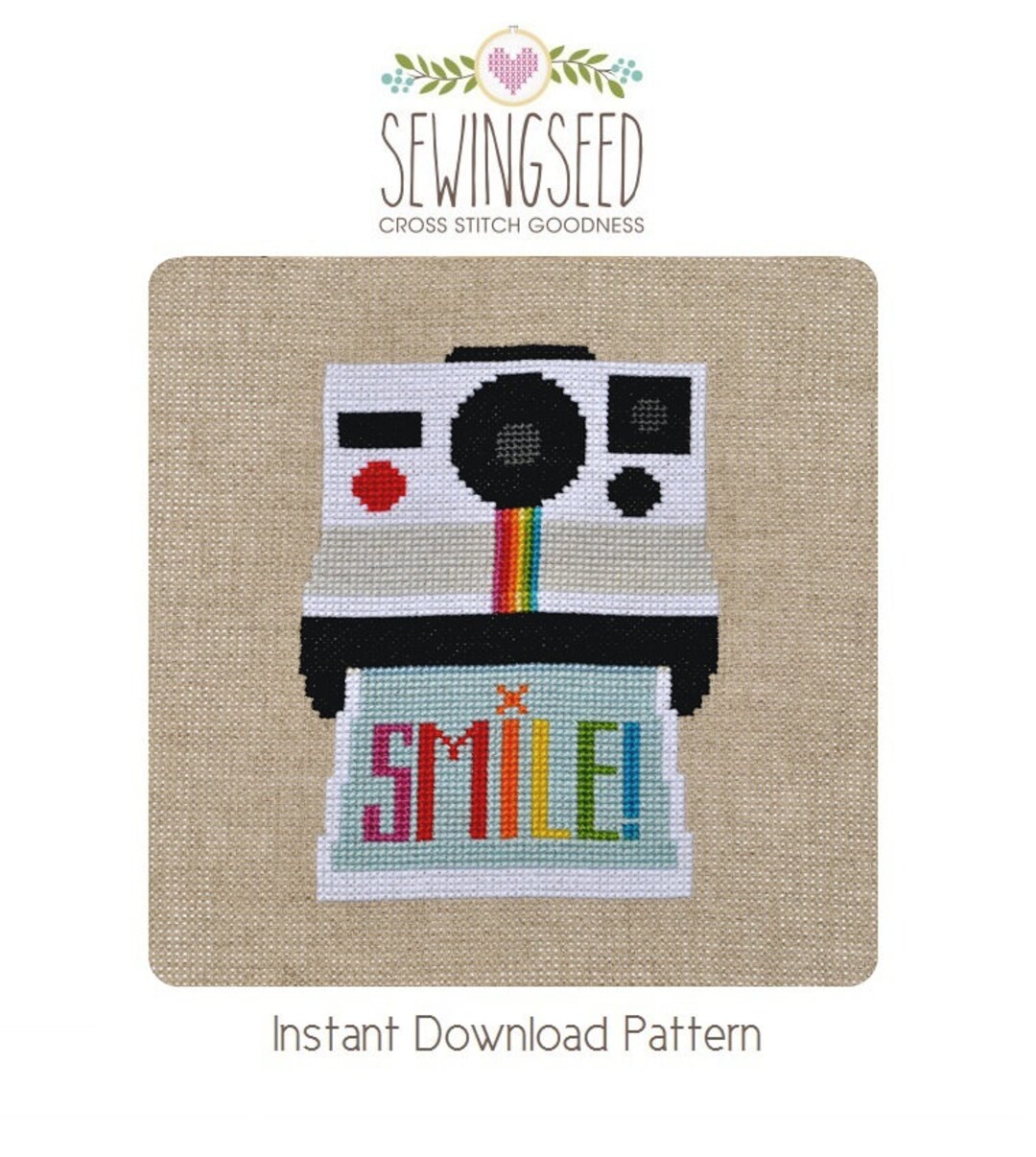 Smile Camera Cross Stitch Pattern Instant Download, Instant Camera ...