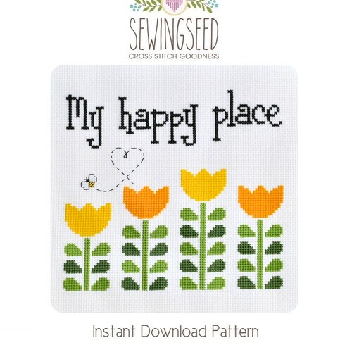 My Happy Place Garden Cross Stitch Pattern Instant Download - Etsy