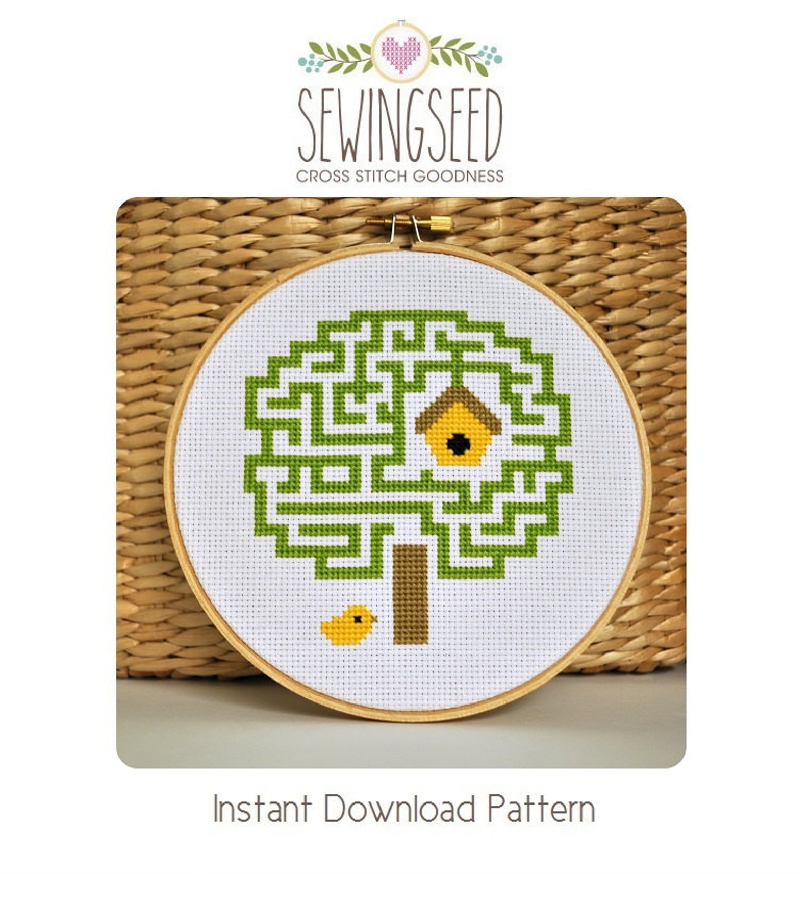 Cross Stitch Pattern Maze Tree Embroidery Pattern | Etsy