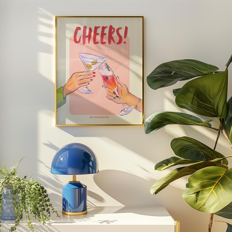 Cheers Poster | Printable Wall Art | Digital Print | Dining Area Poster ...