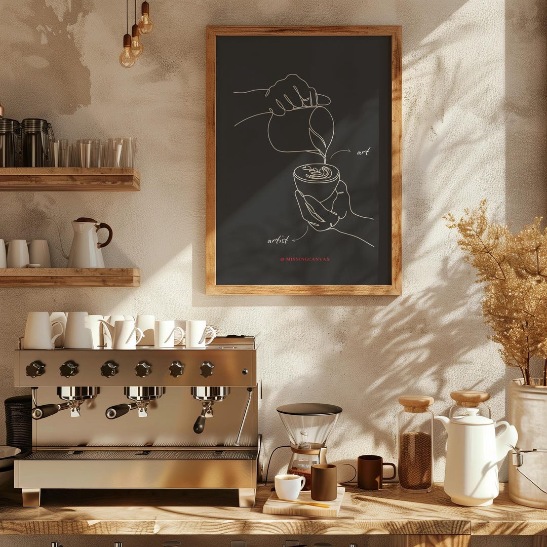 Barista Coffee Line Art Print: Cafe Corner Wall Decor (digital Print ...