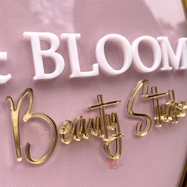 Acrylic Business Logo Sign, Custom Salon Wall Decor, Pink Salon Lobby ...