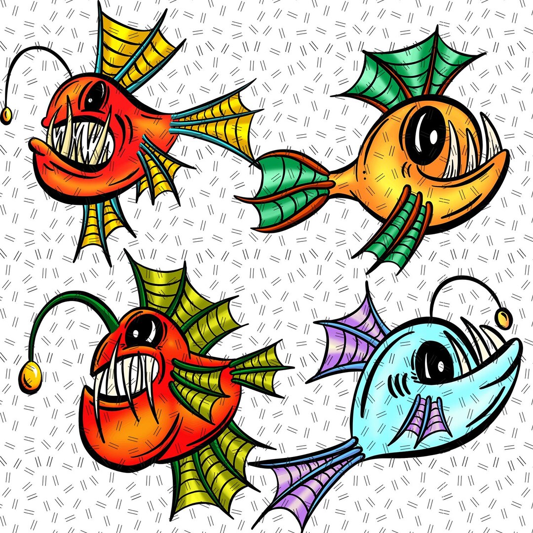 Angler Fish Svg Cut File for Cricut, Cute Anglerfish Svg, Black ...