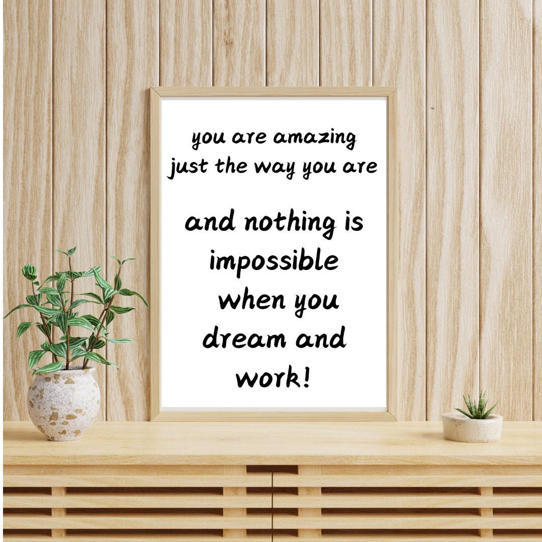 Motivational Wall Art, Positive Quotes for Home Office, Printable Desk ...
