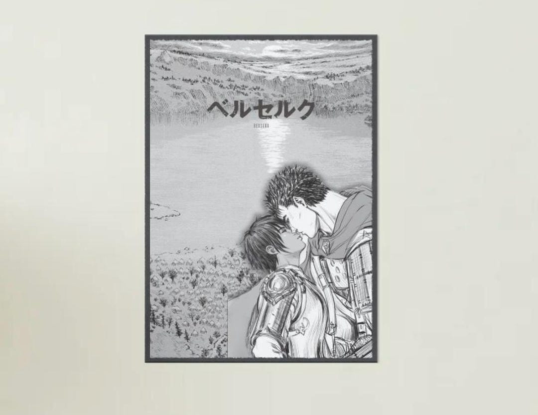 Guts and Casca Poster - Berserk | Black & White Manga Poster | Digital ...