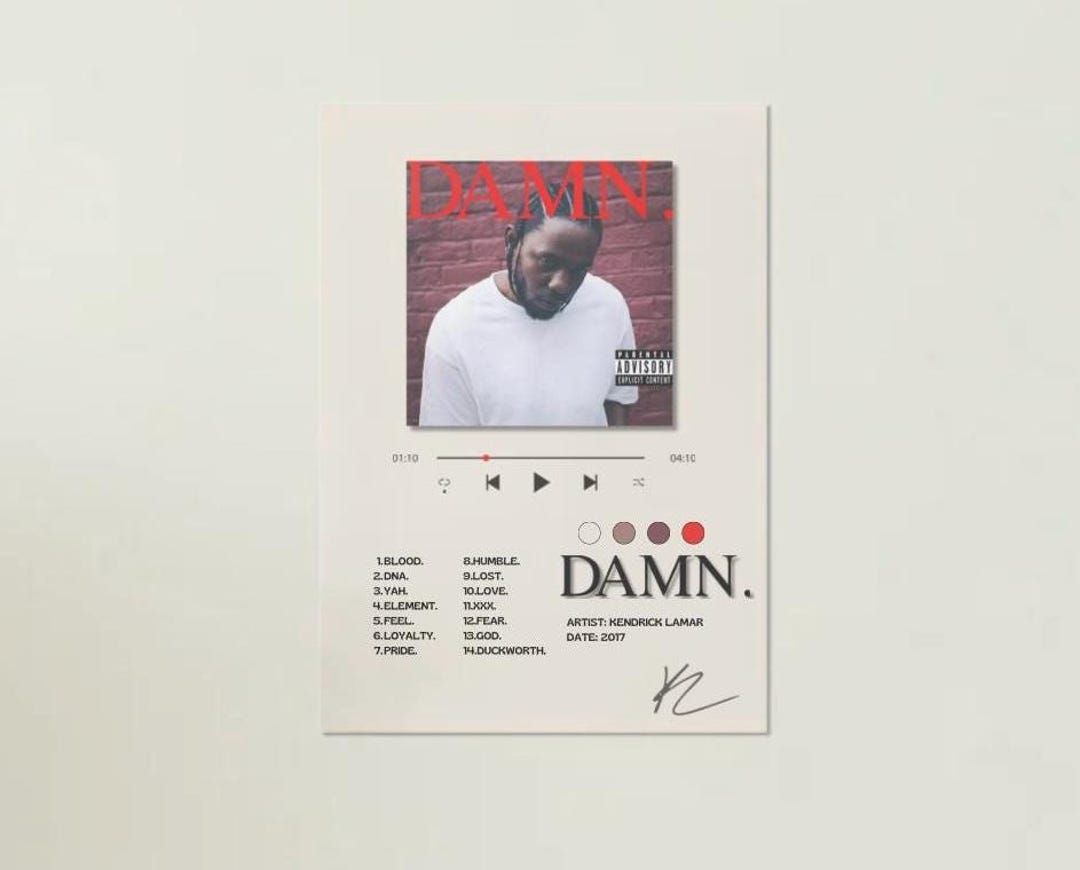Kendrick Lamar Damn Poster | Album Cover Art | Printable Decorative ...