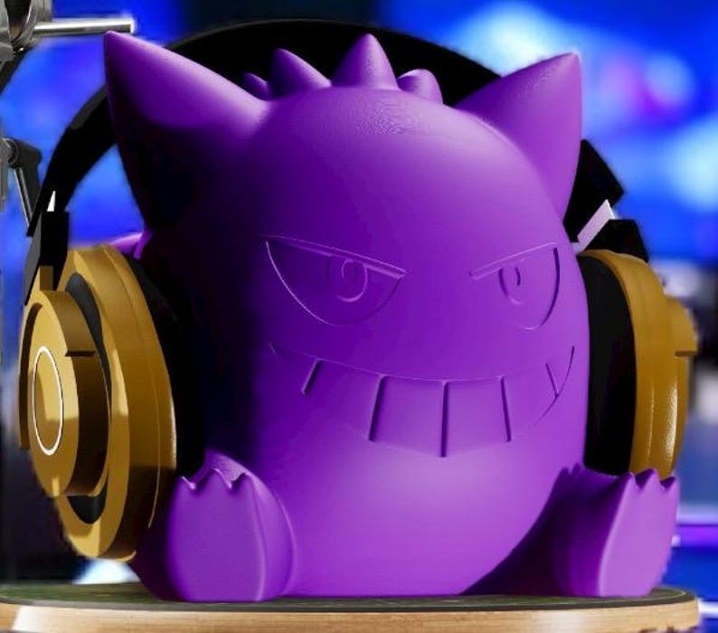 Gengar Headphone Stand 3D Printed | Pokemon Inspired Desk Decor | Ghost ...