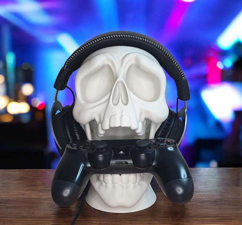 Skull Controller & Headset Stand – Gaming Desk Organizer for Xbox, PS5 ...
