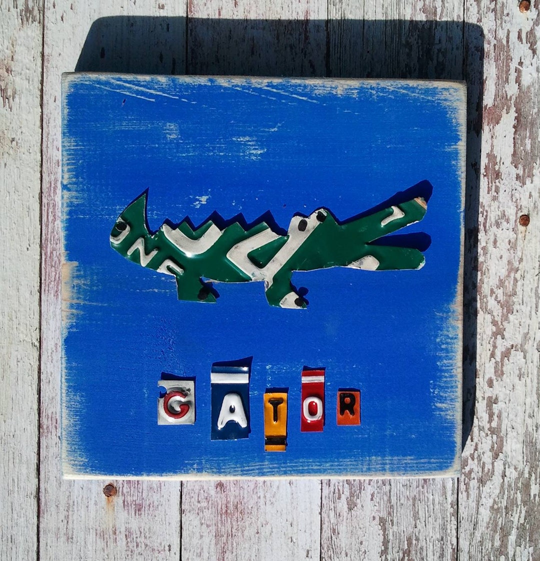License Plate Artwork Gator Alligator Beach Ocean Nautical Aqua Green ...