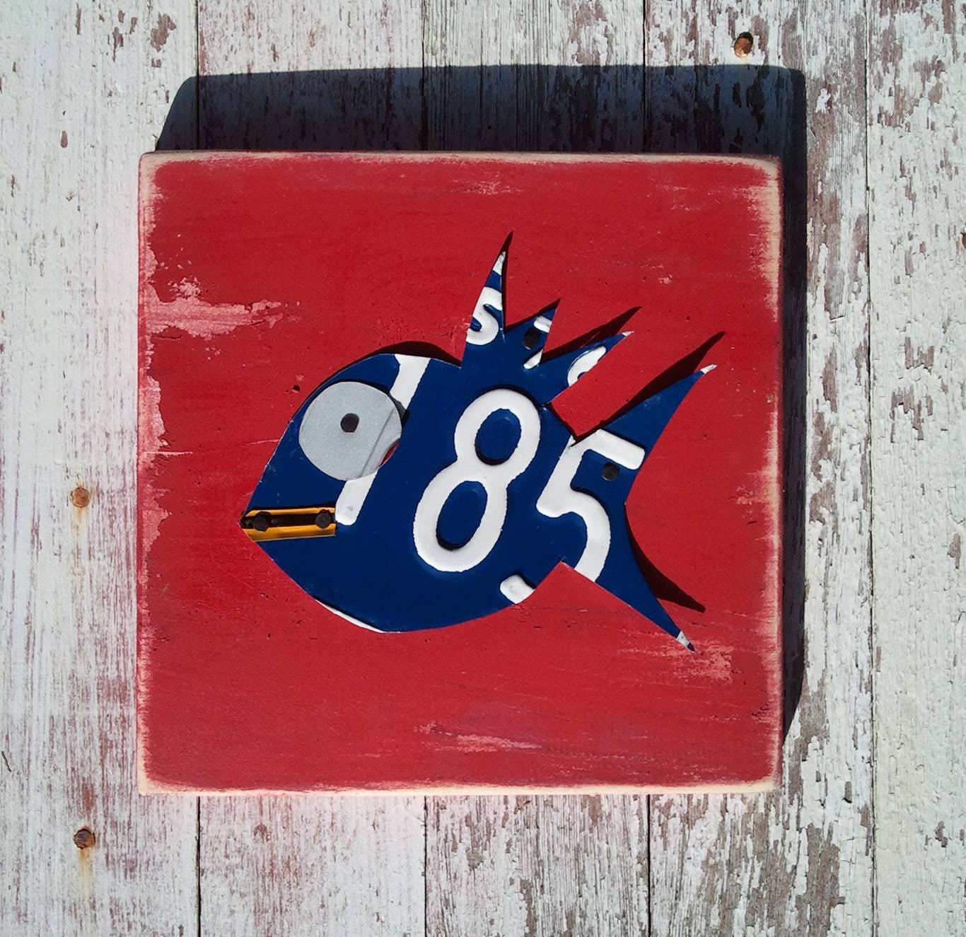 License Plate Artwork Fish Beach Ocean Nautical Aqua Red Navy ...