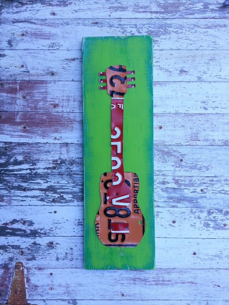 License Plate Art Funky Music Guitar Rock and Roll - Etsy