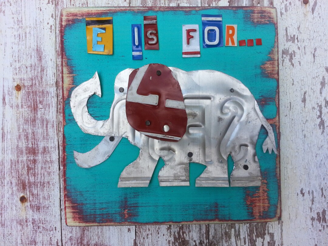 License Plate Art Artwork E is for ELEPHANT Zoo Animal Adventure Boys ...