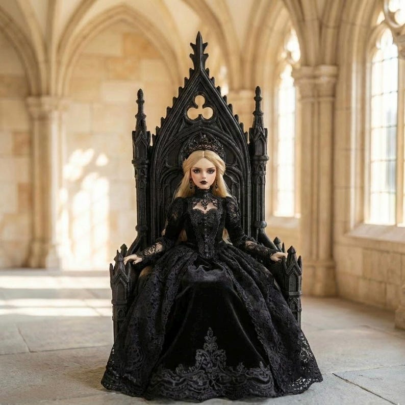 Gothic BJD Throne Dark Fantasy Furniture | BJD Dollhouse Furniture ...