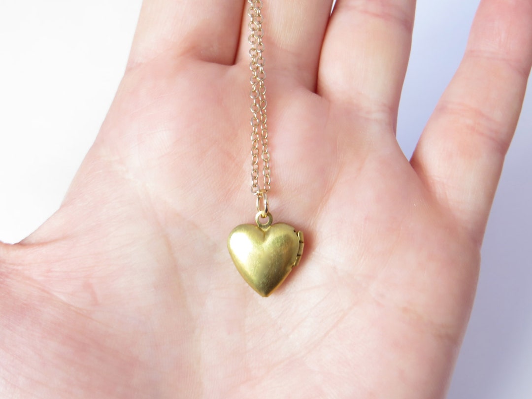 Heart Locket Necklace, Small Gold Heart Locket, Tiny Locket Pendant ...