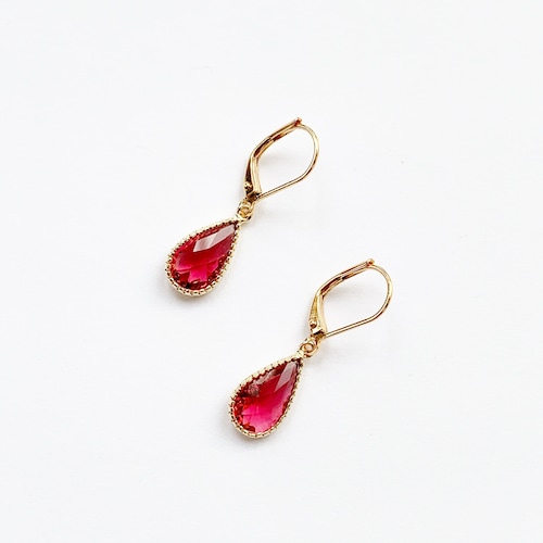 Ruby Teardrop Earrings in Gold Gold Pear Earrings With - Etsy