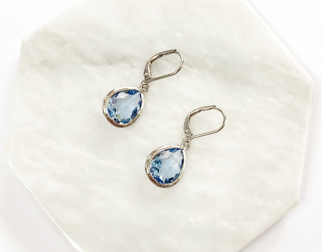 Aquamarine Teardrop Earrings in Silver, Gold Pear Earrings With ...