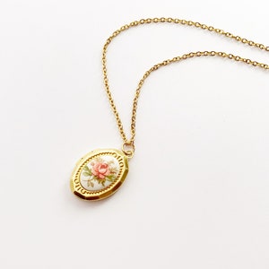 Oval Cameo Locket With Pink Rose, Antique Locket, Locket, Designer ...