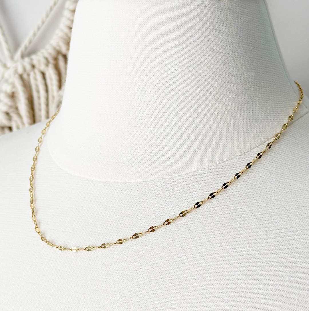 Simple Shiny Gold Lip Chain, Dainty Chain Necklace, Stainless Steel ...