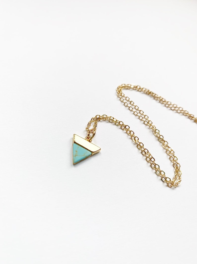 Turquoise Triangle Necklace in Gold Small Turquoise Triangle | Etsy