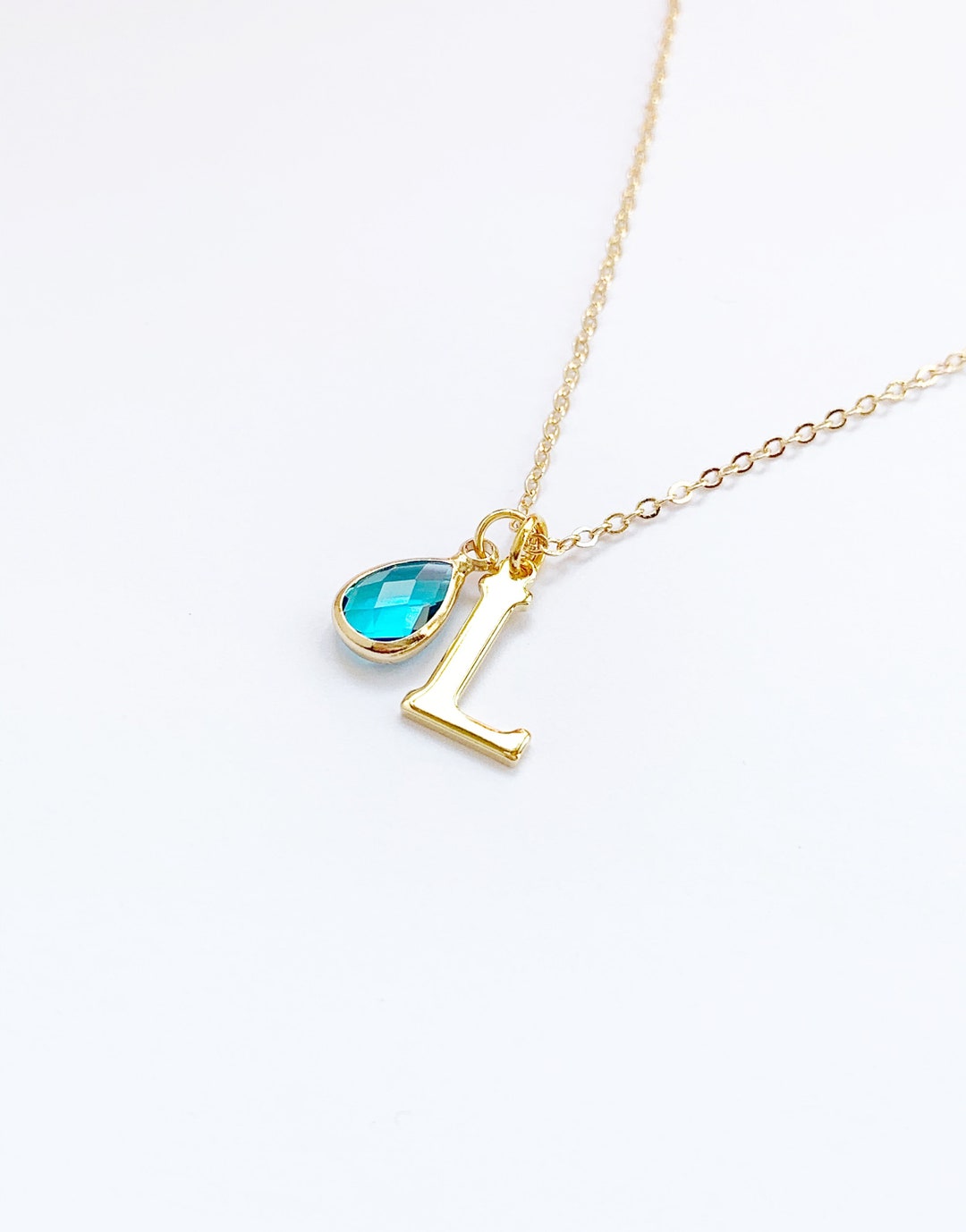 Initial and Birthstone Necklace in Gold, Personalized Jewelry, Custom ...