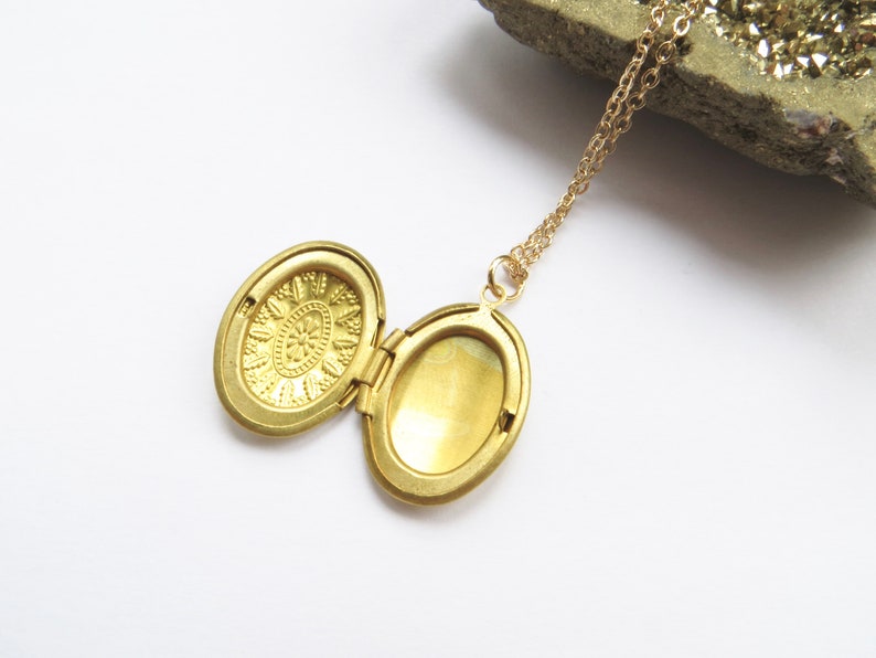 Small Gold Locket With Ornate Design White Locket Oval | Etsy Canada