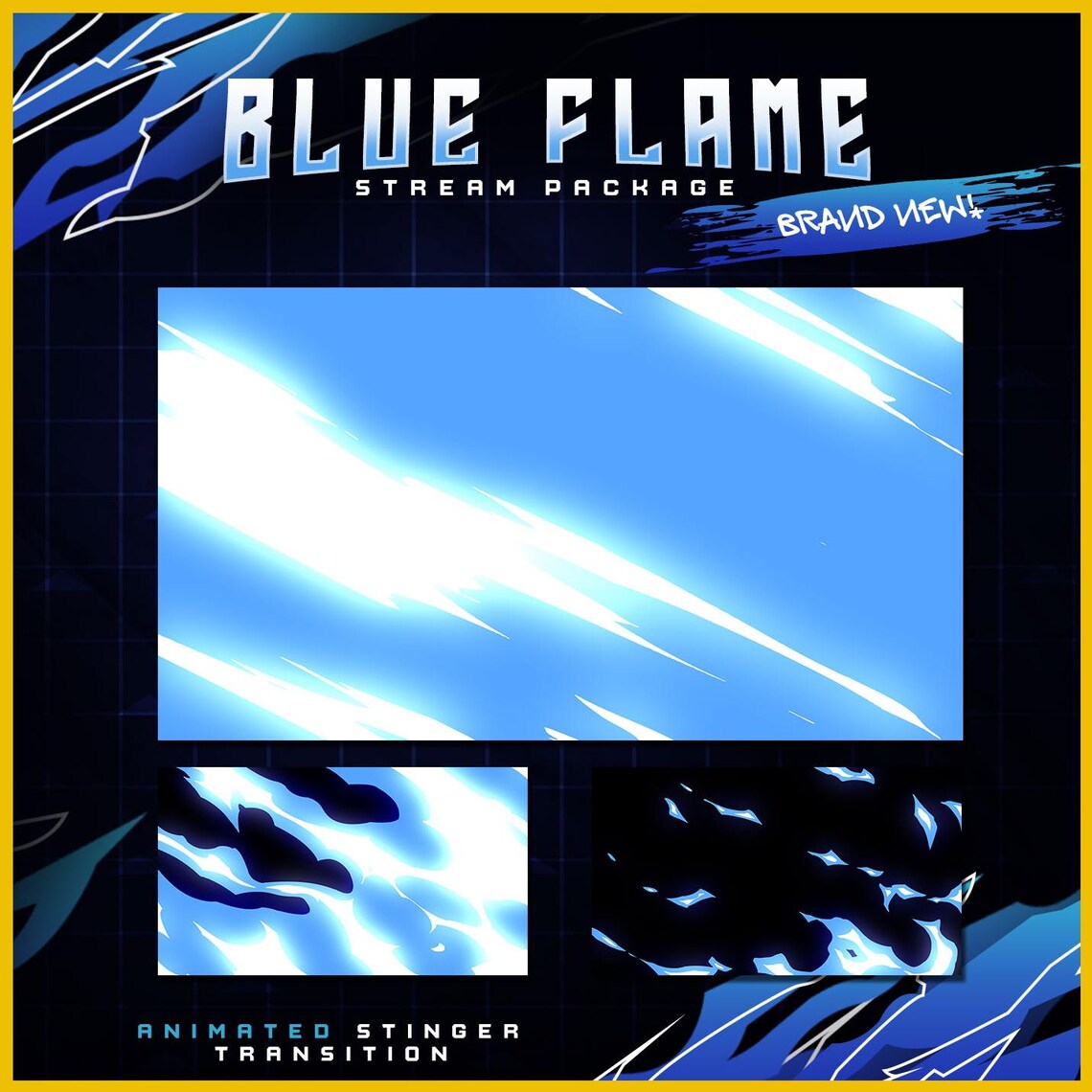 Animated Twitch Blue Flames | Overlay Package Japanese Gaming Stream ...