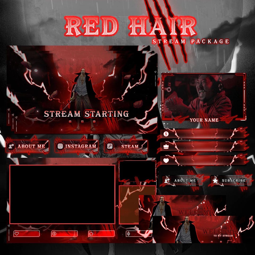 Red Animated Twitch Overlay Package for Streamers, Stream Screens ...