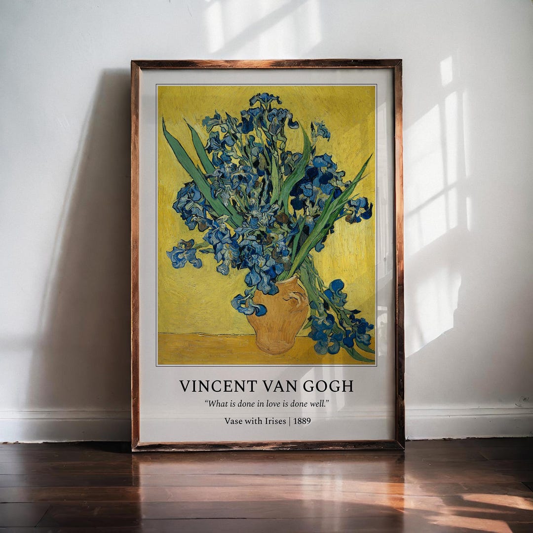 Vincent Van Gogh Vase With Irises, Impressionist Floral Art, Post ...