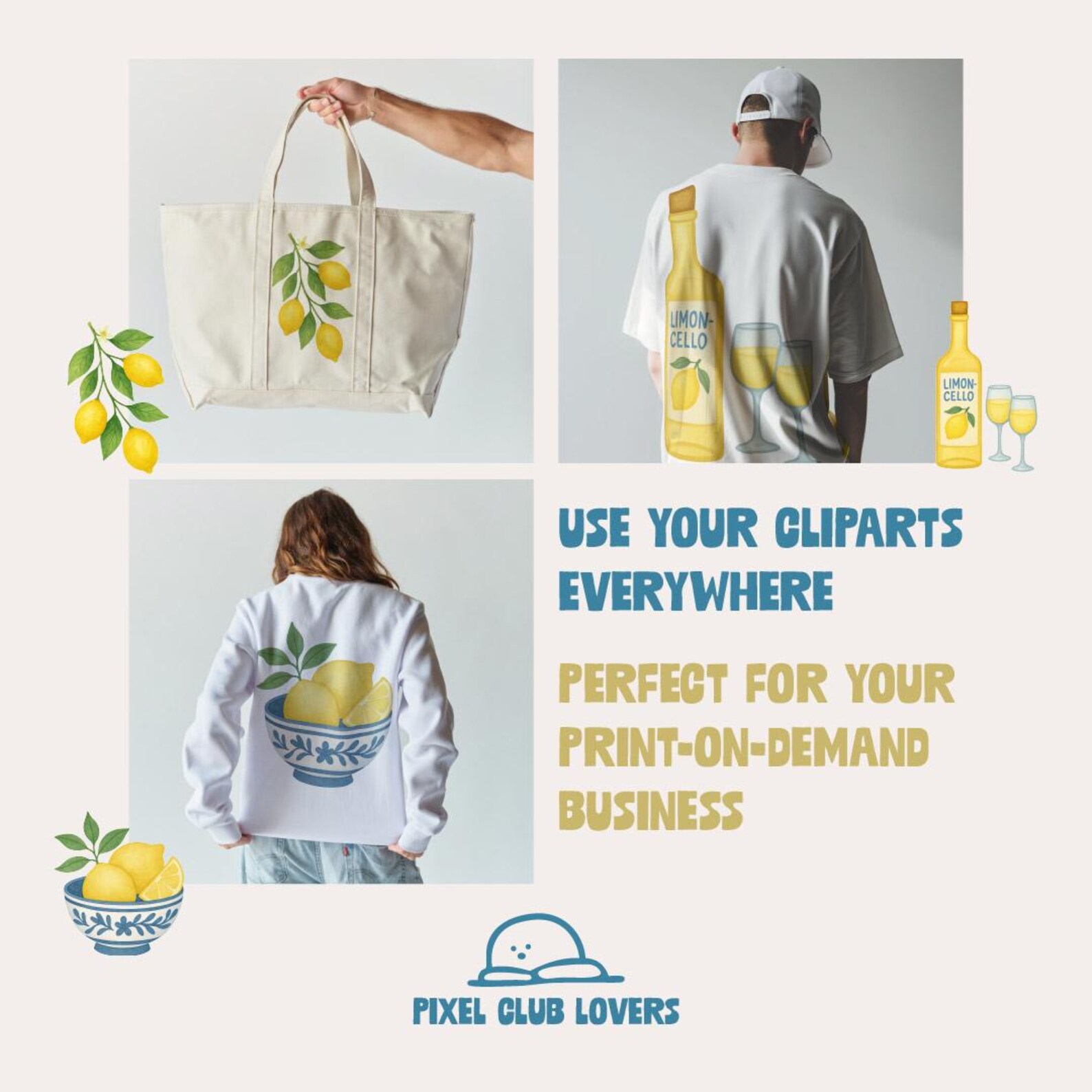 Amalfi Lemon Clipart Bundle – Watercolor Summer Pngs – Mediterranean ...