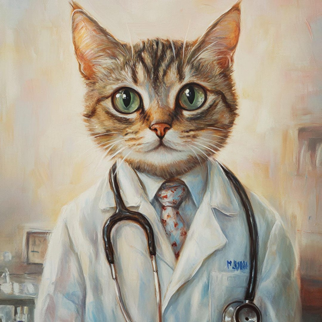 Custom Cat Bartender Portrait, Vintage Pet Painting, Pet Lovers Gift ...