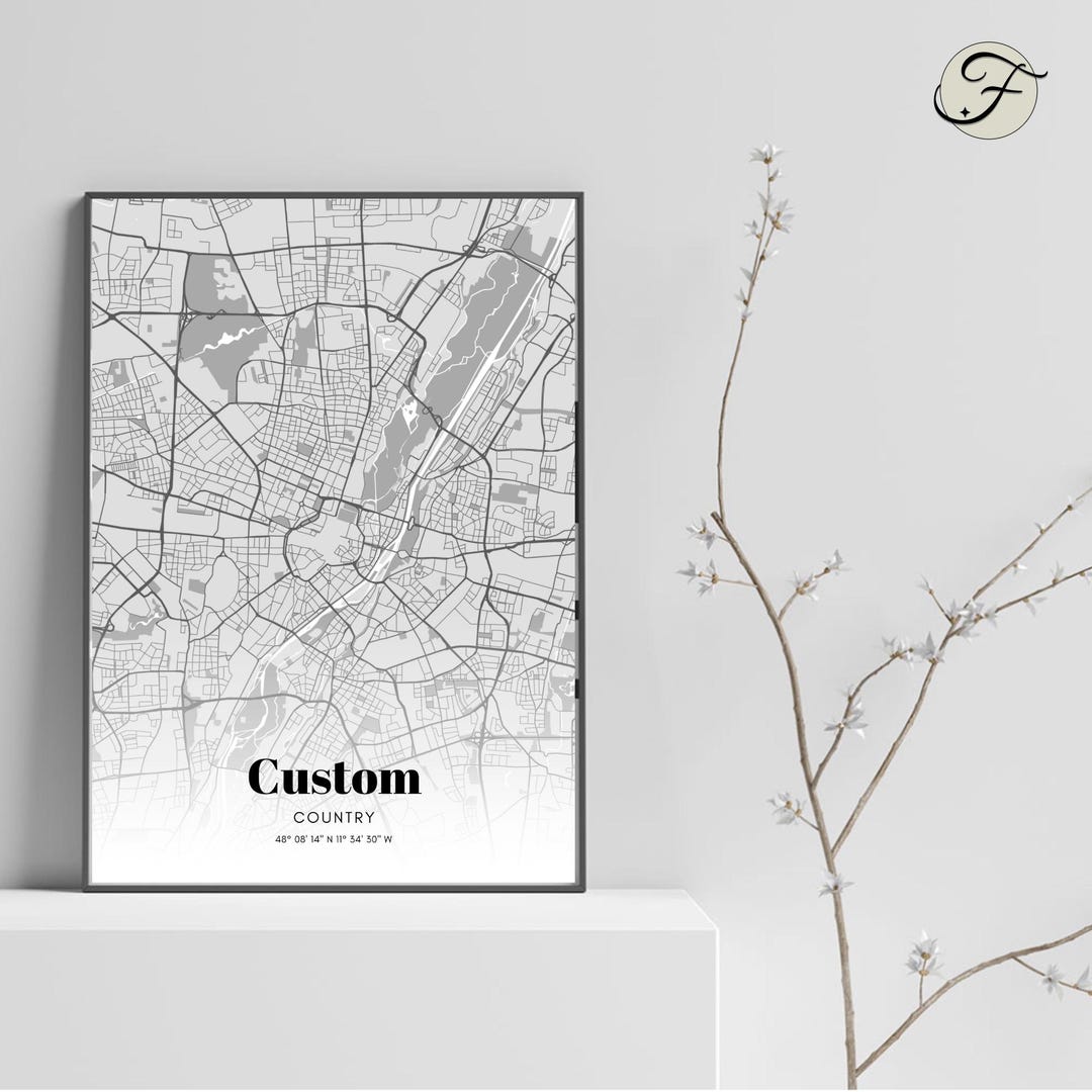 Custom City Map Poster – Personalized Urban Map Print in Multiple ...