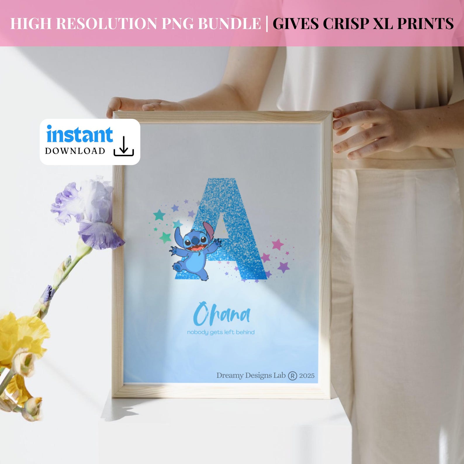 Stitch Glitter Alphabet PNG Bundle: High-resolution Letters (digital ...