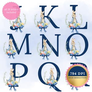 Peter Rabbit Alphabet PNG Bundle | Easter | Watercolor Bunny Letters ...