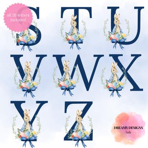 Peter Rabbit Alphabet PNG Bundle | Easter | Watercolor Bunny Letters ...