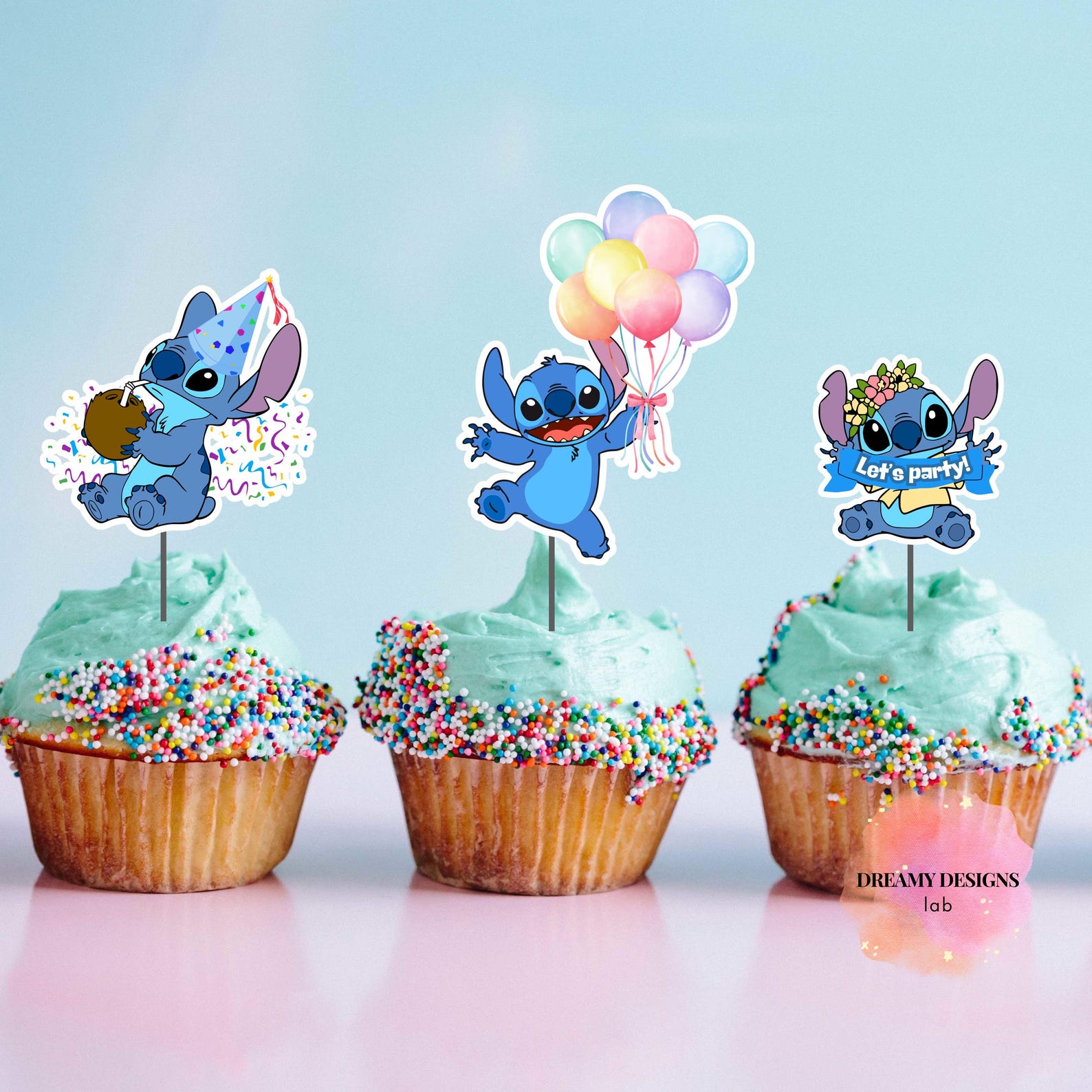 Editable Stitch Birthday Party Bundle: Invitation, Cake Toppers ...