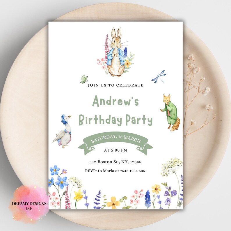 Personalized Peter Rabbit Birthday Invitation | Peter Rabbit Invitation ...
