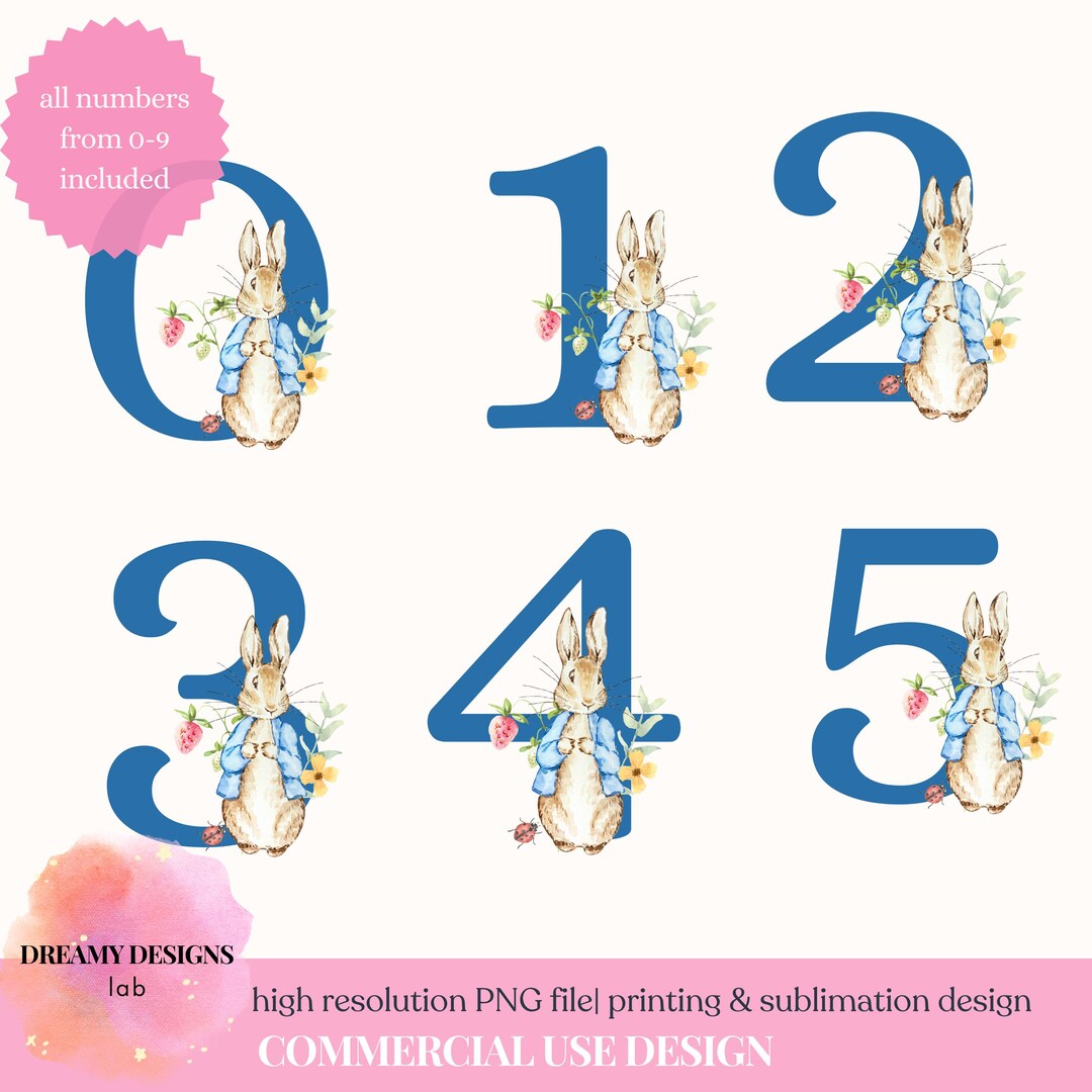 Peter Rabbit Number PNG Bundle - High-resolution Digital Download ...