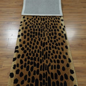 Hand-tufted Wool Leopard Runner Rug, Black & Gold - Etsy