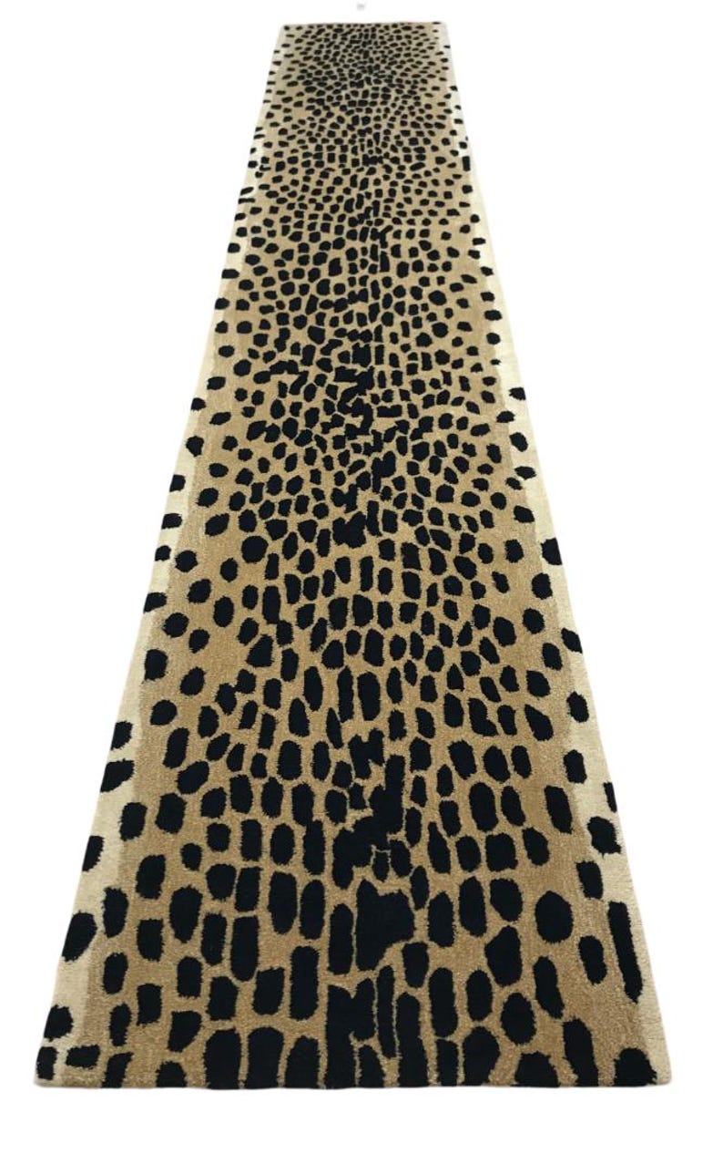 Hand-tufted Wool Leopard Runner Rug, Black & Gold - Etsy