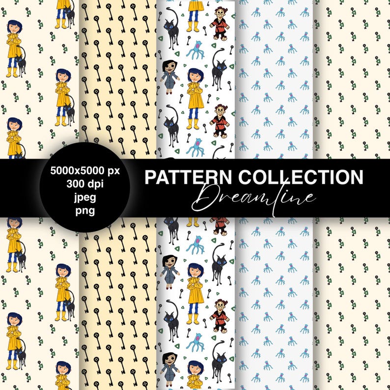 Coraline Seamless Pattern File for Designer Fabric Shirt, Sweater ...